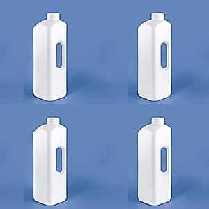 WellieSTR 4Piece (White) Empty HDPE Plastic Juice/Milk Bottles with Caps,Food Grade HDPE Storage Container Ketchup Salad Jam Oil Refillabel Bottle