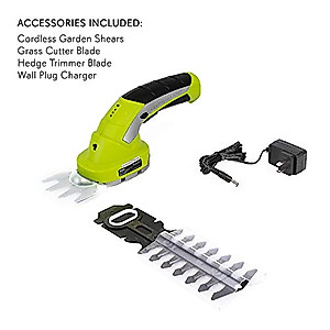 SereneLife PSLTLL1812 Cordless Handheld Shears-Electrical Hand Held Hedge Trimmer Weed Or Grass Clippers with 3.6V Rechargeable Battery, Metal Blades, for Lawn Yd Gardening Use, Yellow