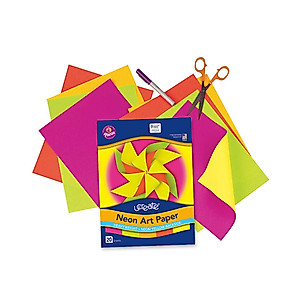 UCreate Neon Art Paper, 5 Assorted Colors, 9" x 12", 20 Sheets