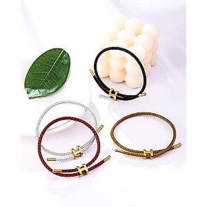 AIMADE Bracelets for Women Girls Adjustable Charm Bracelet, 18k Gold-plated Buckle Design Titanium Steel Wire Rope Women's Gift Jewelry (white)