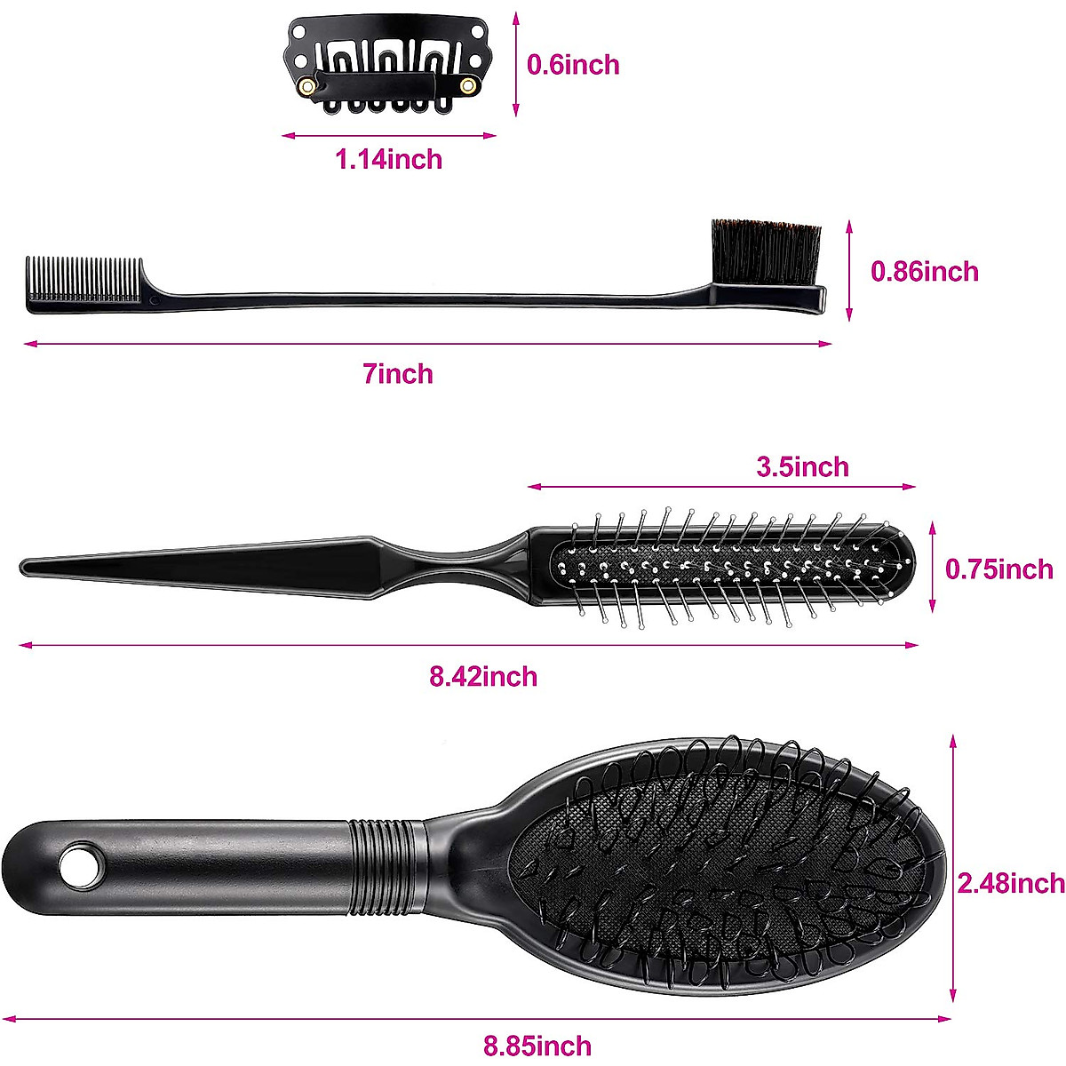 9 Pieces Wig Combs Set Includes Hair Edge Brush Airbag Massage Comb Wide Tooth Hair Comb Wig Clips for Curly Straight Thick Synthetic and Human Hair