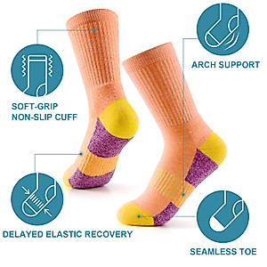 Gonii Women Socks Hiking Running Thick Cushion Athletic Crew Socks 5-Pair