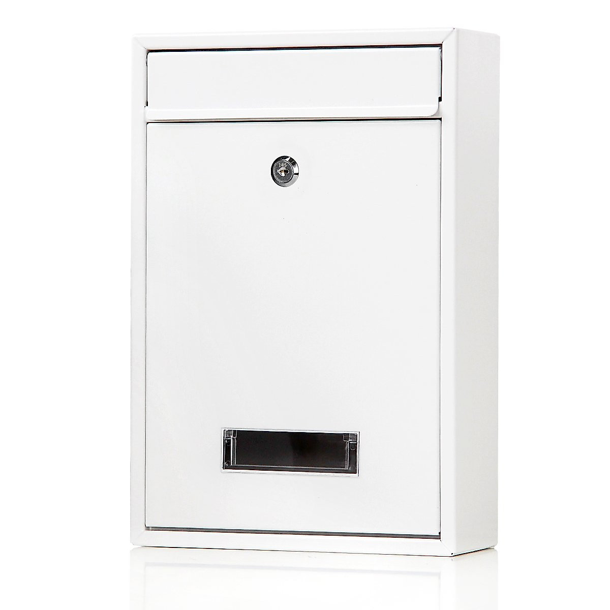 Locking Mailboxes Wall Mounted Vertical – Jssmst Key Lock Mail Box Medium Capacity Galvanized Steel Cover Rust-Proof Metal Post Box, 12.6 x 8.5 x 3.4 Inch, White，SM-0604L