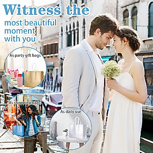 Rikkmte 12Pcs Reusable Gift Bags,Gold Glossy Tote Bags with Handle,Glossy Finish Grocery Bag,Non-woven Shopping Bags,Foldable Bridesmaids Bags Gift Bags for Women Bridesmaid Wedding Birthday Party