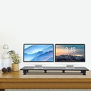 YIYIBYUS Dual Monitor Stand Riser, Large Monitor Riser , Desktop Stand Storage Organizer for Laptop Computer/TV/PC/Printer (Black)