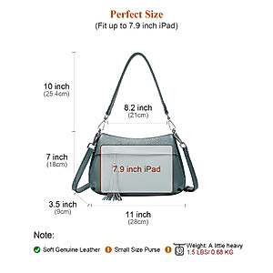 Over Earth Genuine Leather Handbags for Women Small Crossbody Purse Ladies Hobo Shoulder Bag(O111-2E Teal Blue)