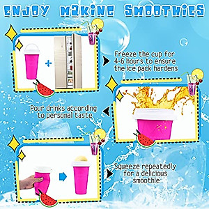 Slushie Maker Cup, TIK TOK Frozen Magic Smoothies Cup, Double Layers Silica Cup, DIY Homemade Slushies, Cooling Maker Cup, Freeze Mug Tools, Portable Squeeze Icy Cup for Milkshake (Pink)