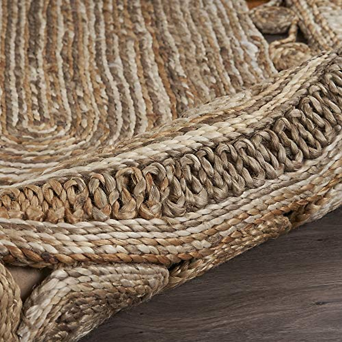LR Home Natural Jute Area Rug 5'7" Oval Bleach Gray