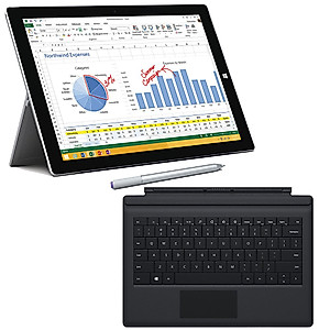 Microsoft Surface Pro 3 + Black Type Cover Bundle, 128 GB Intel Core i7