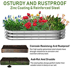 Aolamegs Galvanized Raised Garden Bed - 1 Pack 68 x 36 inch Vented Raised Garden Boxes Kit for Vegetables Flower Strawberry Garden Planter Metal Raised Garden Boxes Outdoor with Glolves No Need Tools