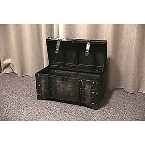 Vintiquewise Distressed Black Medium Wooden Storage Trunk
