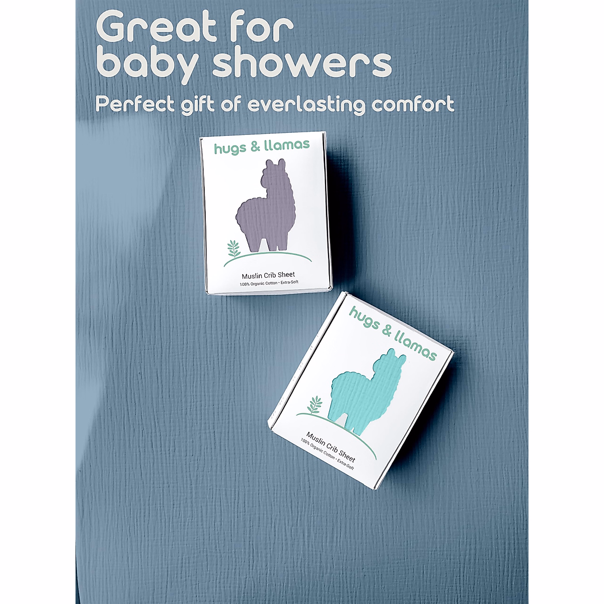 hugs & llamas | 100% Organic Cotton Muslin Fitted Crib Sheet | Premium Baby Crib Sheets for Boys & Girls Crib Fitted Sheet | Organic Crib Sheets Girl & Boy Crib Sheets Neutral | Crib Mattress Sheet