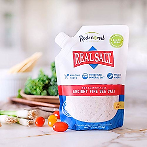 Redmond Real Salt - Ancient Fine Sea Salt, Unrefined Mineral Salt, 16 Ounce Pouch (2 Pack)