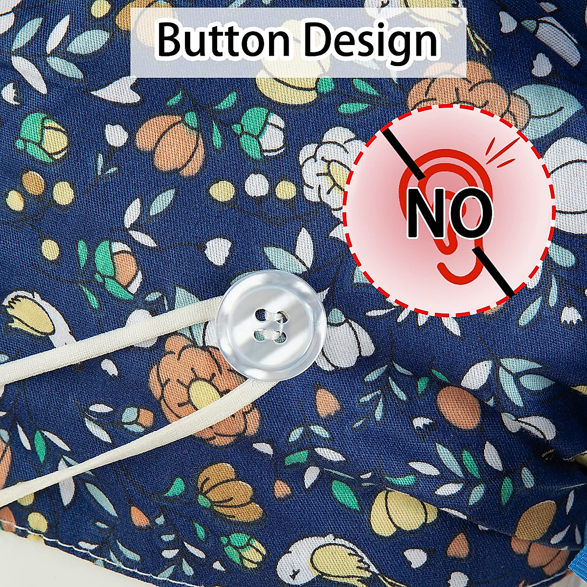 Scrub Caps Women Bouffant Scrub Hats Caps Nurses, Adjustable Working Cap Ponytail Pouch Tie Back Hats