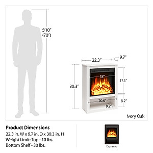 Ameriwood Home Clermont Electric Fireplace Mantel, Ivory Oak