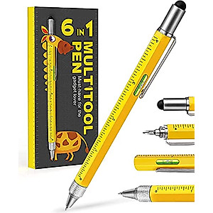 Stocking Stuffers Gifts for Men Dad-Multitool Pen Construction Tools, Pen Tool Gadget for Men Women,Gifts Ideas for Engineer Woodworkers Carpenter Stylus,Ruler,Level,Screwdriver,Ballpoint Pen 1 Pack