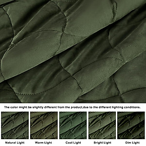 palassio Luxury Olive Green Velvet Twin Size Quilt Bedding Set with 1 Pillow Sham, Christmas Soft Cloud Cozy Warm Bedspread Coverlet for Kids, Lightweight Crushed Comforter for All Season