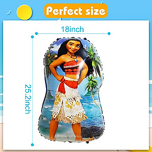 5PCS Moana Foil Balloons, Moana Party Supplies 2th Birthday Balloons, Birthday Party Baby Shower Party Decorations (2th)