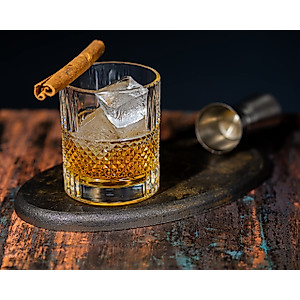 LEMONSODA Premium Double Rocks Vintage Whiskey Tumblers - Uniquely Designed Vintage Style Glass - Gifts for Whiskey Lovers/Men/Dads/Husbands (Set of 4)