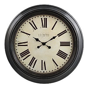 La Crosse 404-2658-INT 23-Inch Maxwell Quartz Wall Clock, Brown