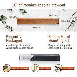 Premium 16 inch Magnetic Knife Holder for Wall with Double Storage & Charming Wood - Knife Magnetic Strip, Knife Magnet, Magnet Knife Holder Strip, Magnetic Knife Strip Knife Rack Kitchen Knife Holder