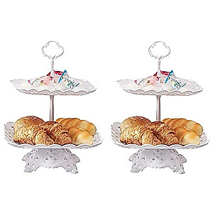 Set of 12 Pieces Cupcake Stands Plastic Dessert Stand Cupcake Holder Plate Serving Tray Fruit Plate for Wedding Birthday Party Fruits Desserts Candy Bar Display White