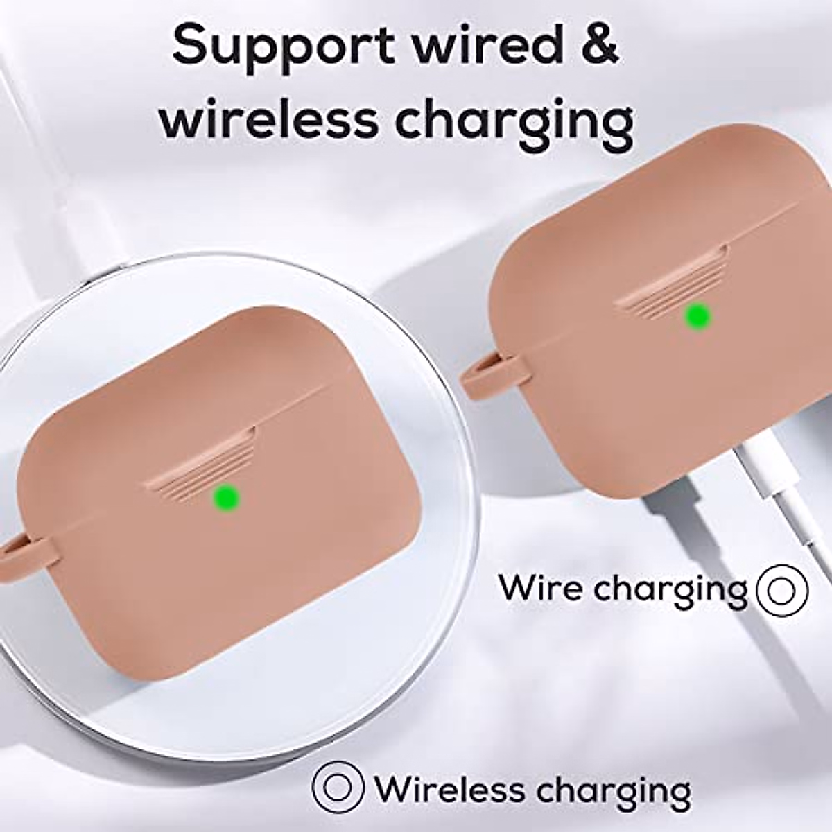 VISOOM Airpods Pro 1st Gen Case Compatible with Apple Silicone Airpods Pro 1 Case Cover for Women Cute Cases Airpod/iPods Pro with Glitter Keychain for Airpod Pro Charging Case-Milk Tea