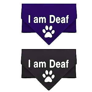 BLUPARK Funny Pet Dog Cat Bandana Scarf I Am Deaf Dog Bandana Handkerchief Scarf Tie On Special Needs Dog (I am Deaf)