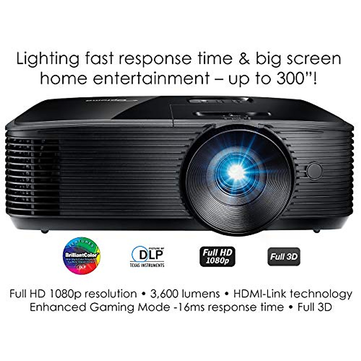 Optoma HD146X High Performance Projector for Movies & Gaming | Bright 3600 Lumens | DLP Single Chip Design | Enhanced Gaming Mode 16ms Response Time