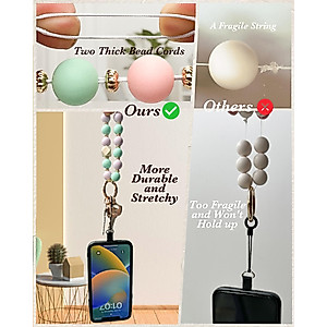 WEESMILE Silicone Key Ring Bracelet for Women | Stretchy Wrist Keychain Bracelet for Car Keys, Wallets, IDs, and Credit Cards (Brown/White)