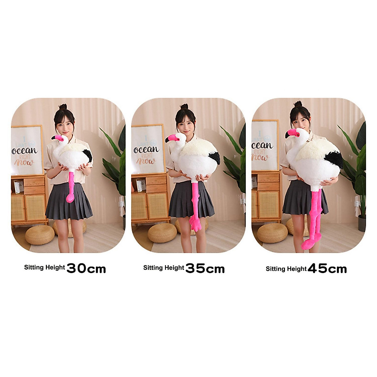 Soft Round Stuffed Flamingo Animal Plushie Fat Flamingo Plush Toys for Home Decor Cuddly Flamingo Pillow Hugging Flamingo Doll Gift for Kids or Lover (White, 19.7 Inch (from Head to feet))