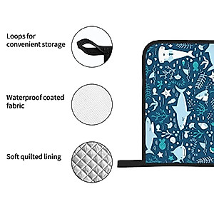 Cute Blue Fish Home Oven Gloves and Pot Holders 4-Piece Set for Kitchen Cooking and Baking High Heat Resistant Set