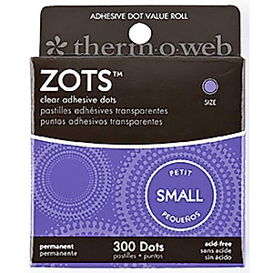 Thermoweb Zots Clear Adhesive Dots, Small, 3/16" Diameter x 1/64" Think, 300 Count