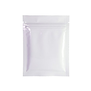 QQ Studio 100x Premium Smell Proof Food Safe Double-Sided Color Mylar Foil Flat Heat Sealable Sample Ziplock Bag 7.5x10cm (3x4") (White)