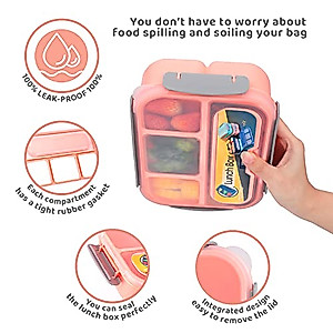 Vensp Adult Lunch Bento Box, lunch Boxes for School, Toddler/Kids/Adults, 1300ml-with 4 Compartments&Fork, Leak-Proof, Men Women lunch box, Microwave/Dishwasher/Freezer Safe, Bpa-Free(Pink)
