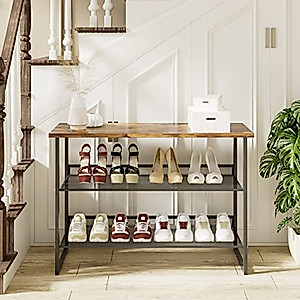 Garden 4 you 3-Tier Tilting Adjustable Freestanding Shoe Rack 6-8 Pairs 29 in Length for Durability and Stability for Entryways, Hallways, Closets, Dormitory Rooms, and Industries