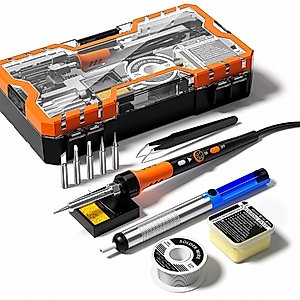 Soldering Iron Premium Kit, 60W Soldering Gun with Ceramic Heater, 12-in-1 Soldering Tool, Adjustable Temperature 200 to 450°C, Includes Soldering Iron Tip, Solder Wire, Pump and Paste