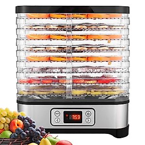 Food Dehydrator Machine, Fruit Dehydrators with 8-Trays, Digital Timer and Temperature Control(95ºF-158ºF) for Food, Jerky, Meat, Fruit, Herbs and Vegetable, 400 Watt, BPA Free