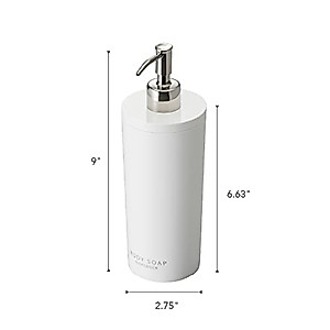 Yamazaki 2932 Tower Body Soap Dispenser Contemporary Bottle Pump for Shower, Round, White