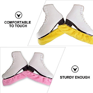 BESPORTBLE 2 Pairs Ice Skate Guards Elastic Skating Blades Covers Kids Plush Skate Shoes Blade Protector (Yellow Pink S)