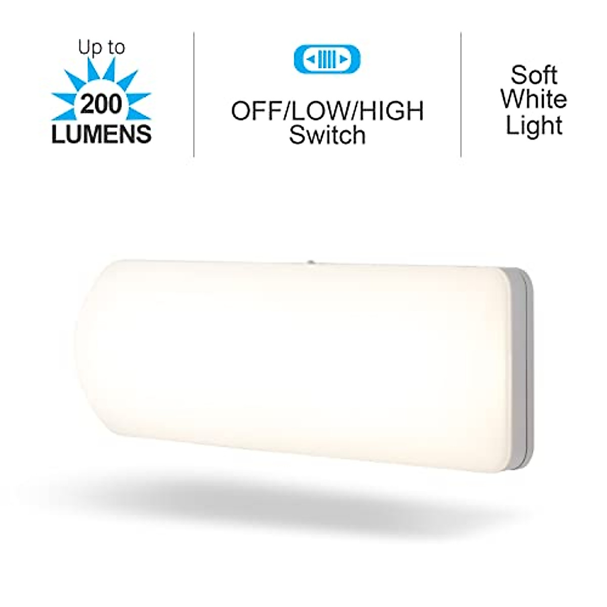 GE Ultrabrite LED Light Bar, 200 Lumens, High/Low/Off Switch, Plug-in, Night Light, Ideal for Dark Spaces, Bedroom, Bathroom, Kitchen, Hallway, Garage, Basement White, 52261, 2 Pack