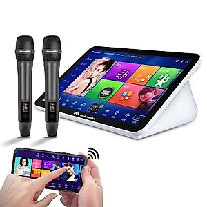 2023 New Inandon Karaoke Machine,15.6 Inch Touch Screen Phone App Control Free Cloud Download Songs All in One Karaoke System with Mic, KTV Singing Chinese Karaoke Player for Home Party,10T,White