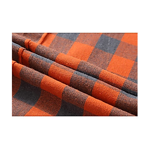 SCODI Mens Flannel Hoodie Shirt Casual Button Down Plaid Jacket Shirts Stylish Long Sleeve Shirts with Pocket Orange X-Large