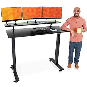 Stand Steady Tranzendesk Power | 55 Inch Electric Standing Desk with Built-In Charging | Height Adjustable Sit to Stand Desk | Electronic Standing Workstation with 1 AC Outlet & 2 USB Ports (55/Black)
