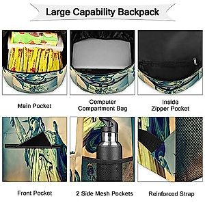 Statue Liberty Travel Waterproof Backpack Vintage Laptop Bag with Adjustable Padded Shoulder Straps for Women Men Business Work Travel Hiking Camping