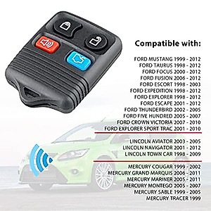 2X Replacement 4 Button Keyless Entry Remote Key Fob fits for Ford Explorer Mustang Focus Expedition Escape 1998-2013 FCC ID: P/N CWTWB1U345, CWTWB1U212, CWTWB1U331, GQ43VT11T