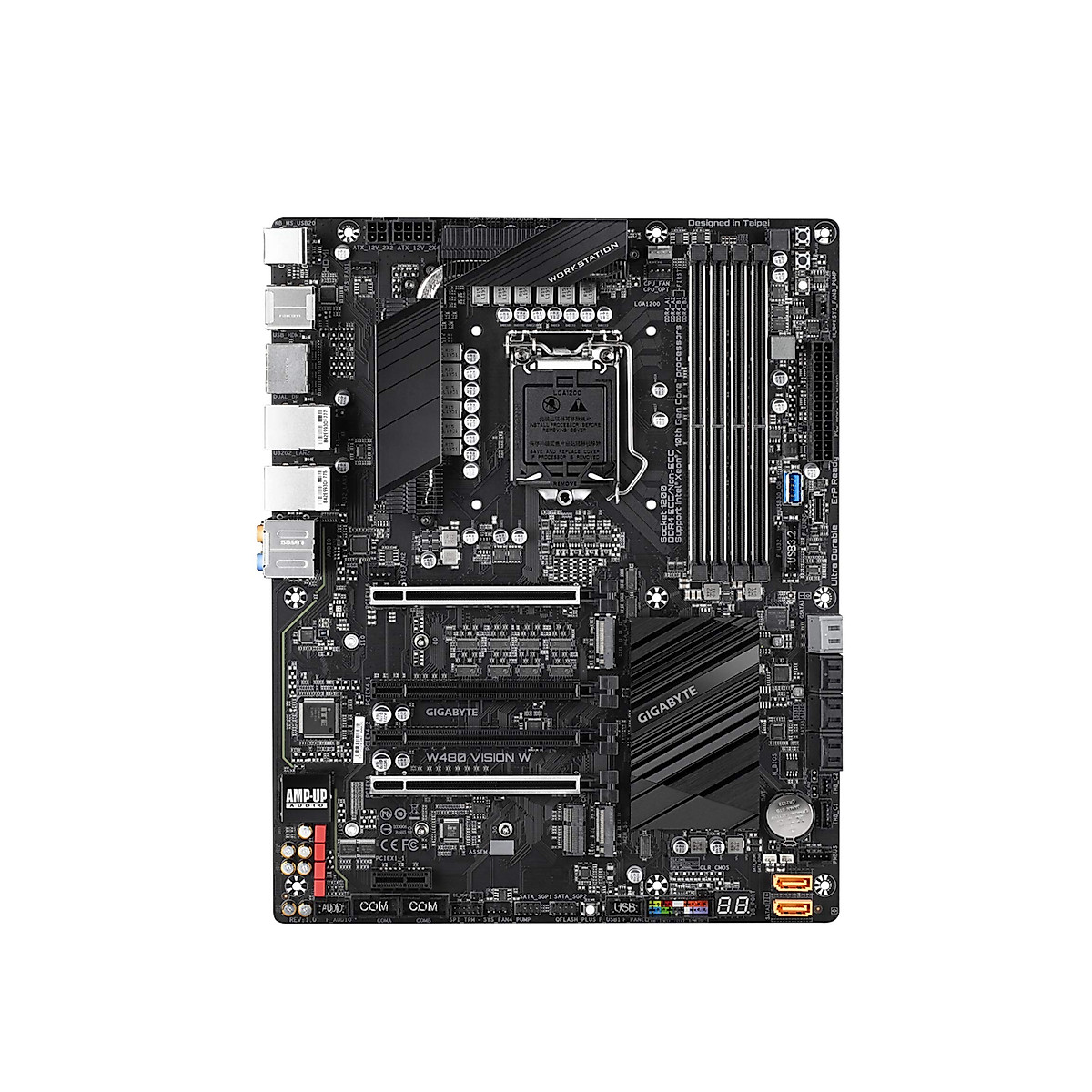 Gigabyte W480 Vision W (LGA 1200/Intel W480/ATX/Dual M.2/SATA 6Gb/s/USB 3.2 Gen 2/Dual Intel LAN/Multi-GPU Support/ECC Memory Support/Motherboard)
