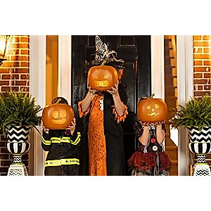ANIMAT3D Jabberin Jack Talking Animated White Pumpkin with Built in Projector & Speaker Plug'n Play