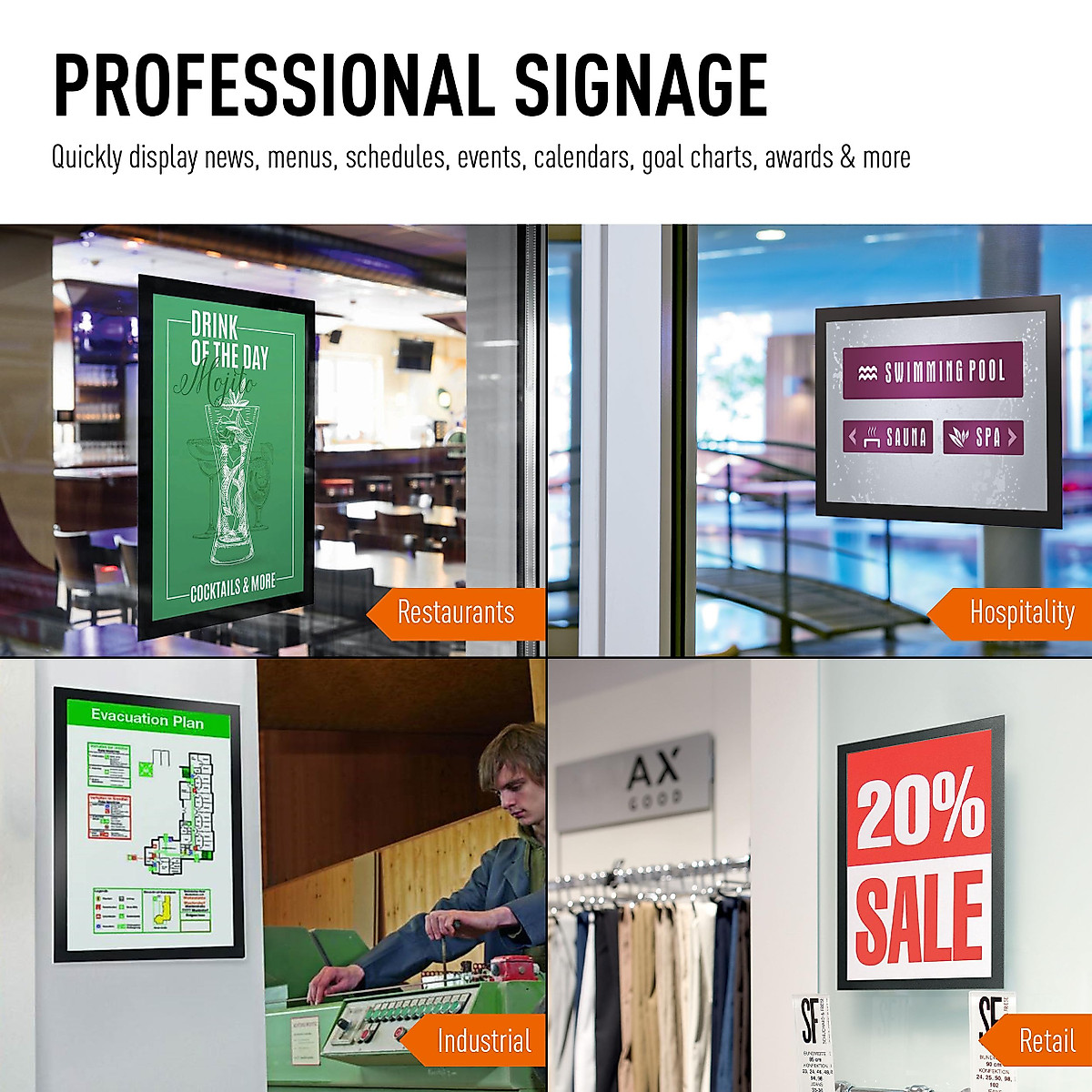 DURABLE Self-Adhesive Magnetic DURAFRAME Document Sign Holder, Letter-Size 8-1/2" x 11", Black, 2 Pack (476801)