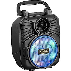 Wireless Bluetooth Speaker, Portable Speaker with Coloured Running Lights Bluetooth Speaker, Wireless Compact Audio Subwoofer 360° Surround Sound with TFC Card, AUX Cable, USB Flash Card (Blue)